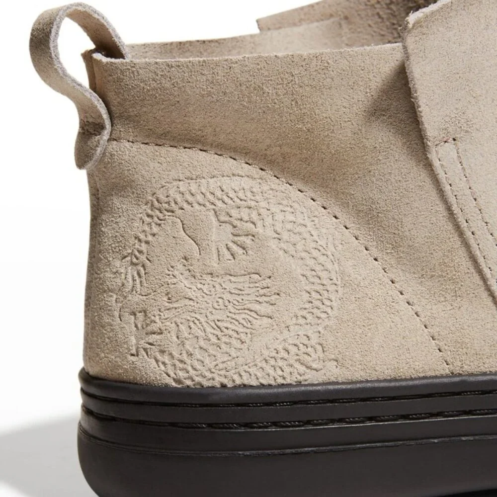 Natori | Shoes | Natori Suede Dragon Ankle Booties In Sandstone | Poshmark